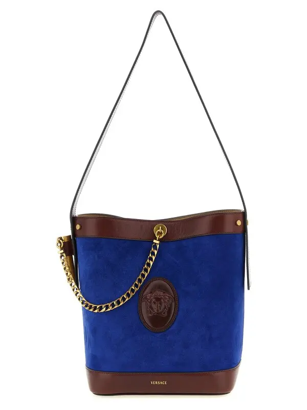Versace Small 'pivot' Bucket Bag - Blue
