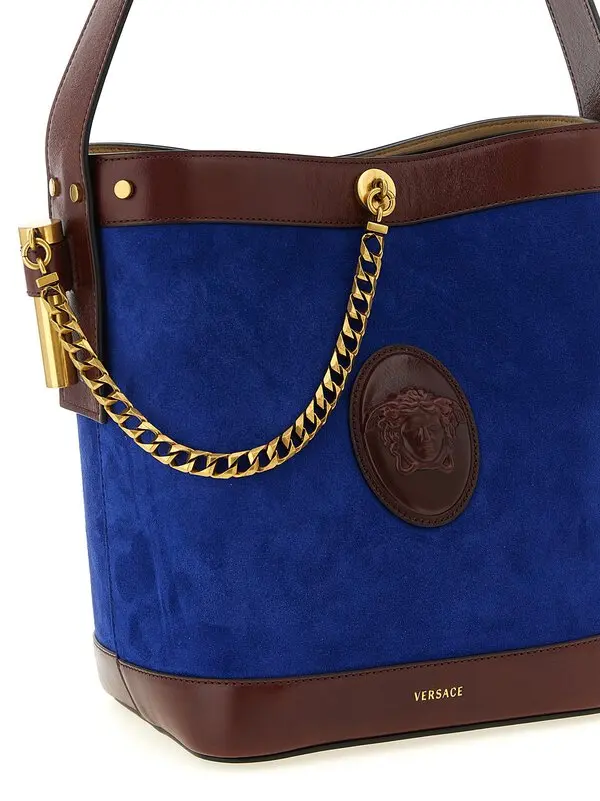 Versace Small 'pivot' Bucket Bag - Blue