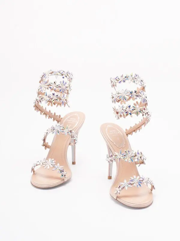 Rene Caovilla Embellished Floral Stiletto Sandals - Multicolor