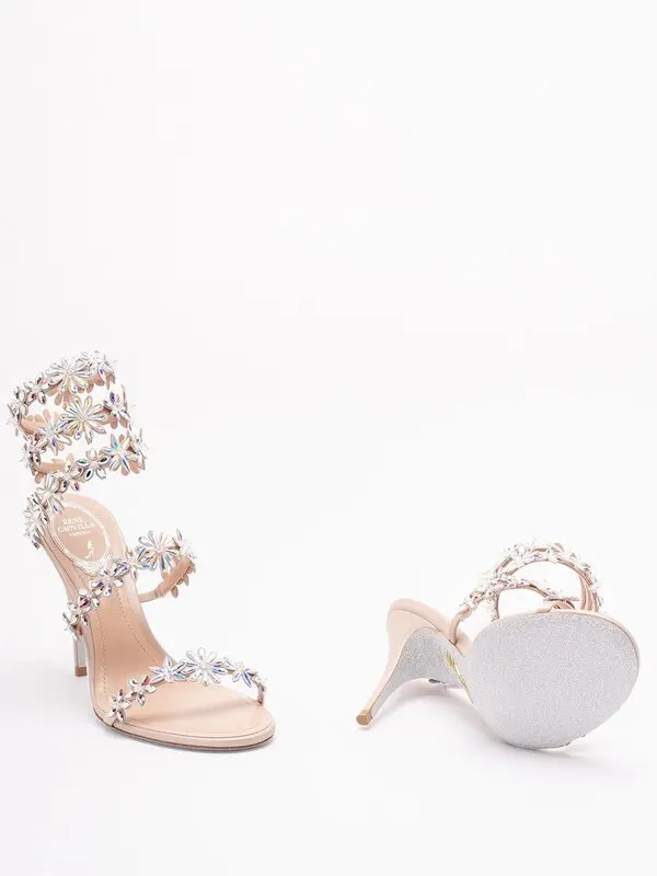 Rene Caovilla Embellished Floral Stiletto Sandals - Multicolor
