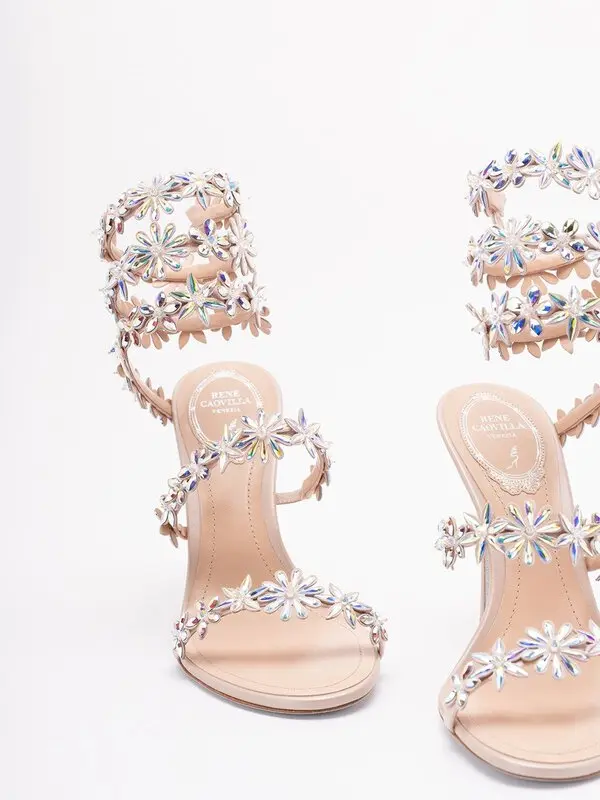 Rene Caovilla Embellished Floral Stiletto Sandals - Multicolor