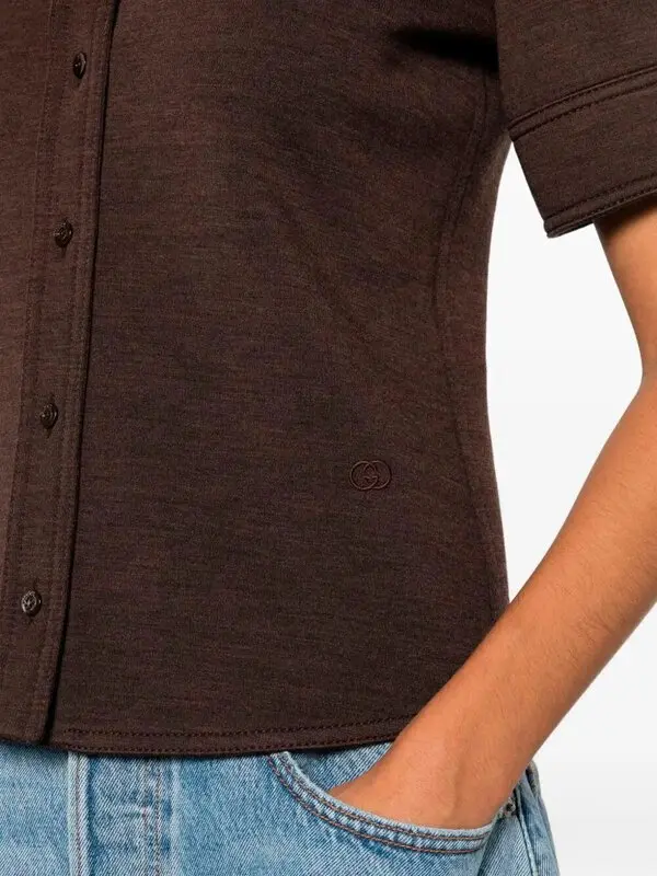 Gucci Brown Wool Short Sleeve Shirt - Multicolor