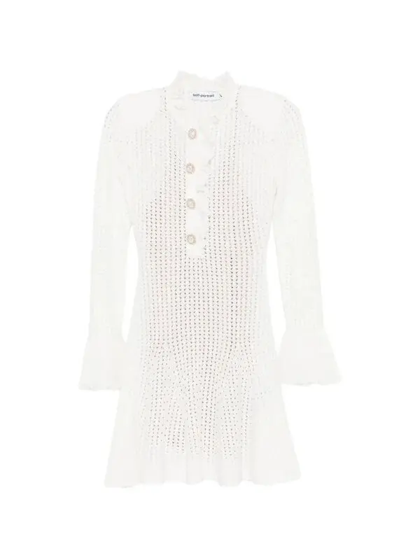 SELF-PORTRAIT Pointelle Knit Mini Dress