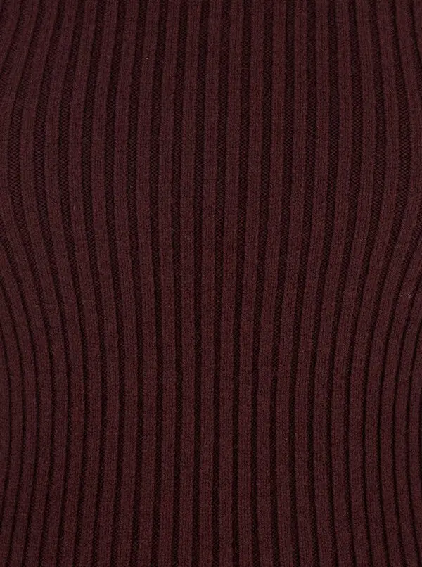 Max Mara Bordeaux Ribbed Wool Blend Turtleneck Sweater - Multicolor