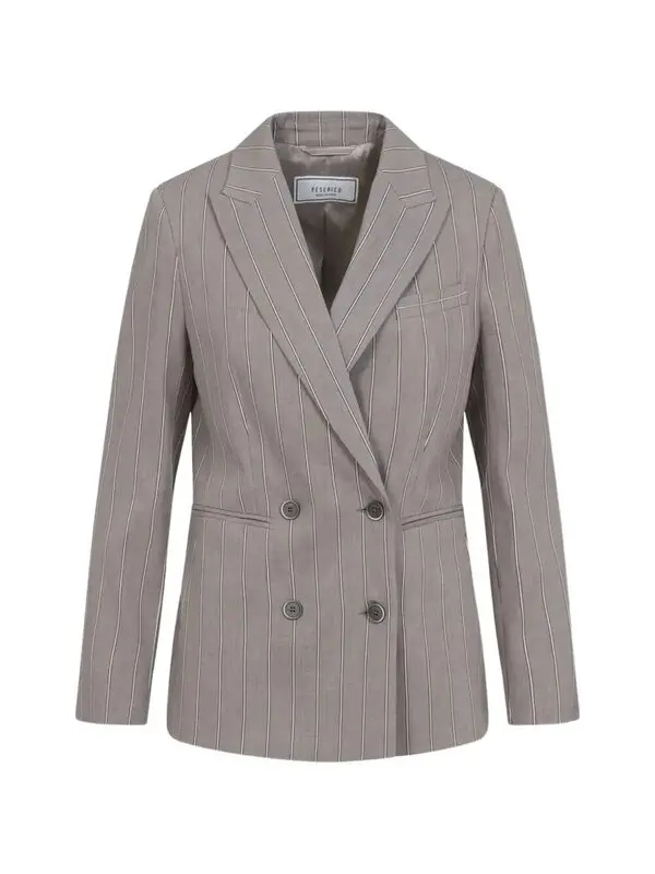 Peserico Pes-erico Linen Jacket With Classic Collar And Striped Print