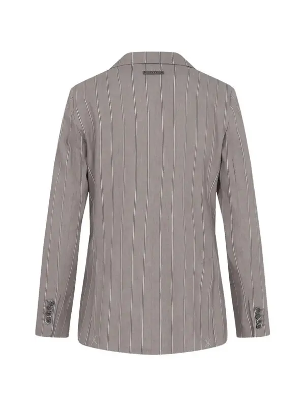 Peserico Pes-erico Linen Jacket With Classic Collar And Striped Print