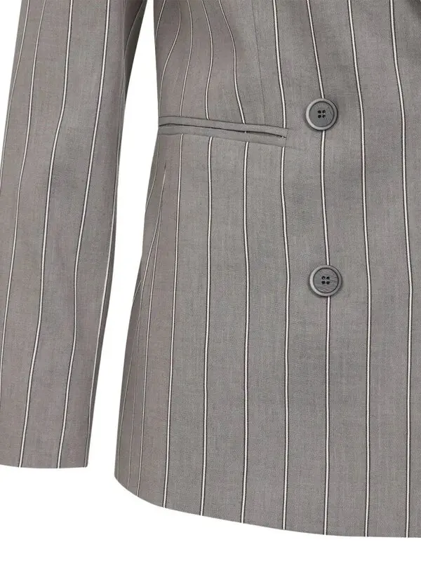 Peserico Pes-erico Linen Jacket With Classic Collar And Striped Print