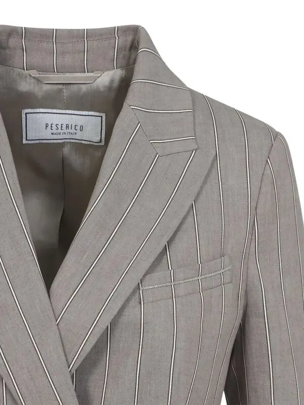 Peserico Pes-erico Linen Jacket With Classic Collar And Striped Print