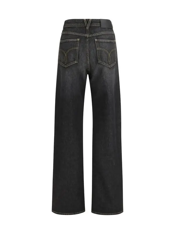 Versace Embellished Straight Leg Jeans - Black