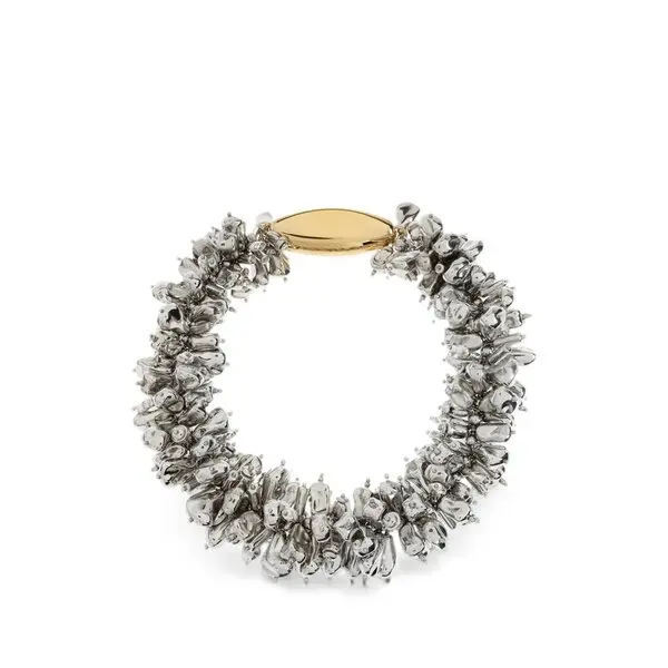 Dries Van Noten Green Beaded -tone Necklace - Silver