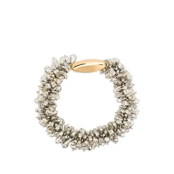 Dries Van Noten Green Beaded -tone Necklace - Silver