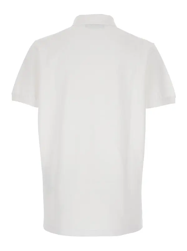 Dsquared2 White Polo Shirt With Classic Collar And Logo Lettering On The Front In Cotton