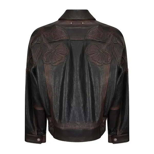 GOLDEN GOOSE Leather Appliqued Bomber Jacket - Black