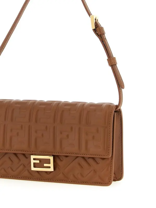 Fendi Baguette Wallet On Chain - Brown