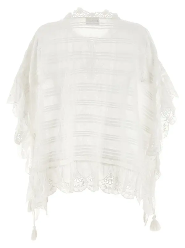 Isabel Marant Étoile Payton' Lace Insert Cotton Top - White