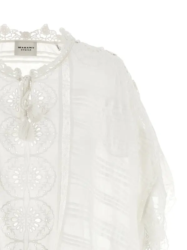 Isabel Marant Étoile Payton' Lace Insert Cotton Top - White