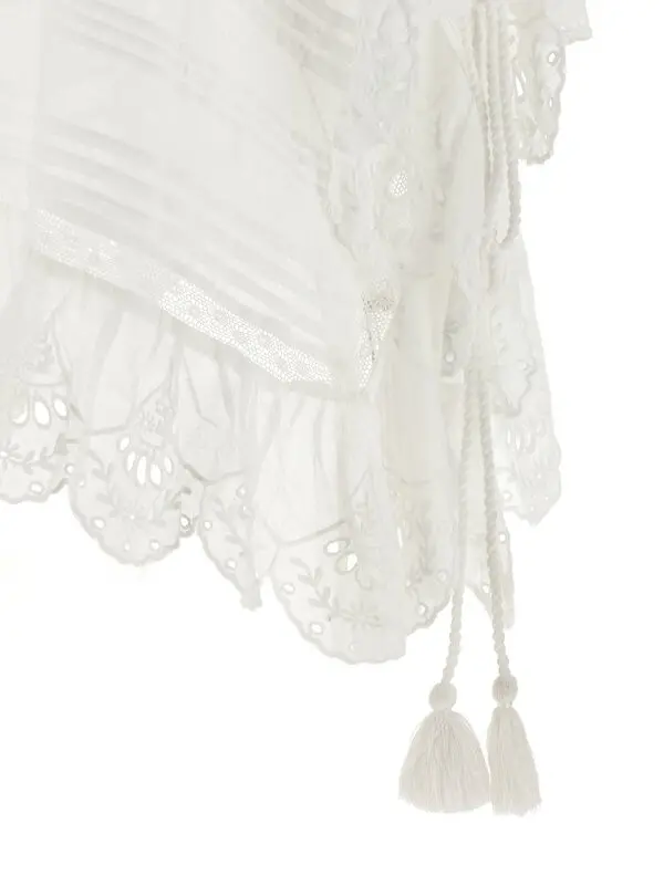 Isabel Marant Étoile Payton' Lace Insert Cotton Top - White