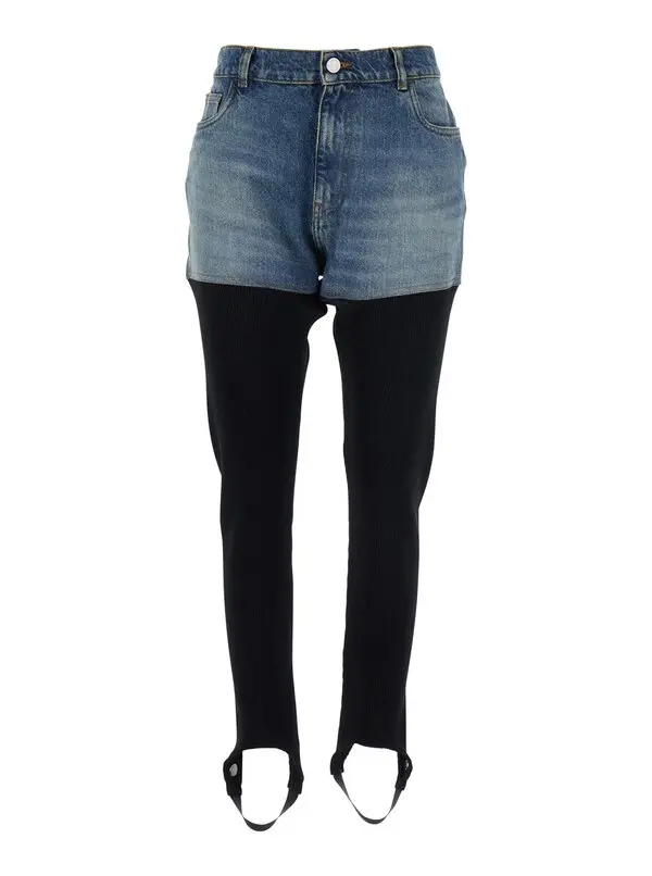 Coperni Ribbed Cotton Leggings With Back Logo Plaque - Multicolor