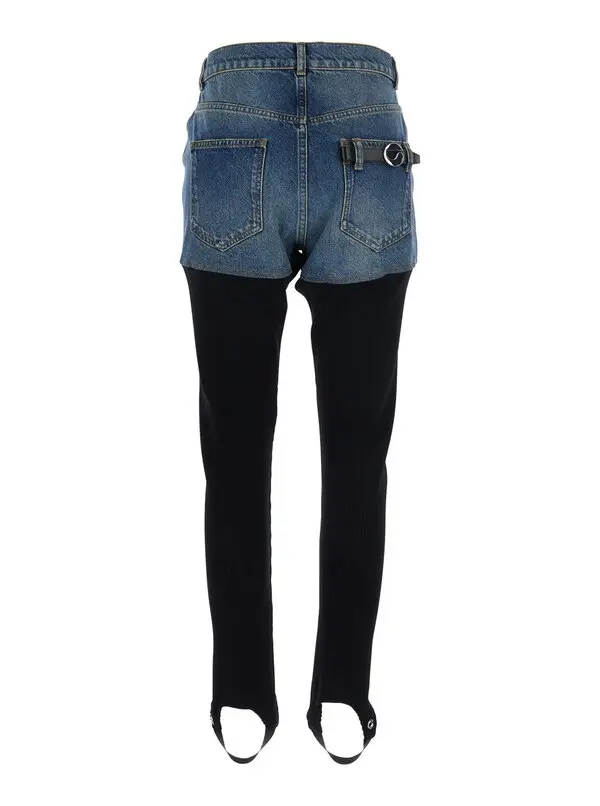 Coperni Ribbed Cotton Leggings With Back Logo Plaque - Multicolor