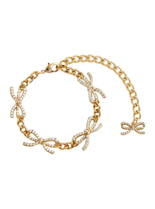SELF-PORTRAIT Metallic Bracelet With Bow And Crystal Embellishments - Multicolor