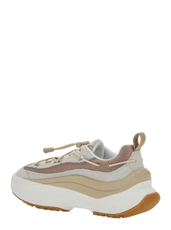 Moon Boot Moon 247" Beige Leather And Fabric Blend Low Top Sneakers - Multicolor