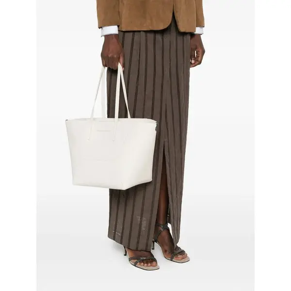 Brunello Cucinelli Grained Leather Tote Bag - Cream