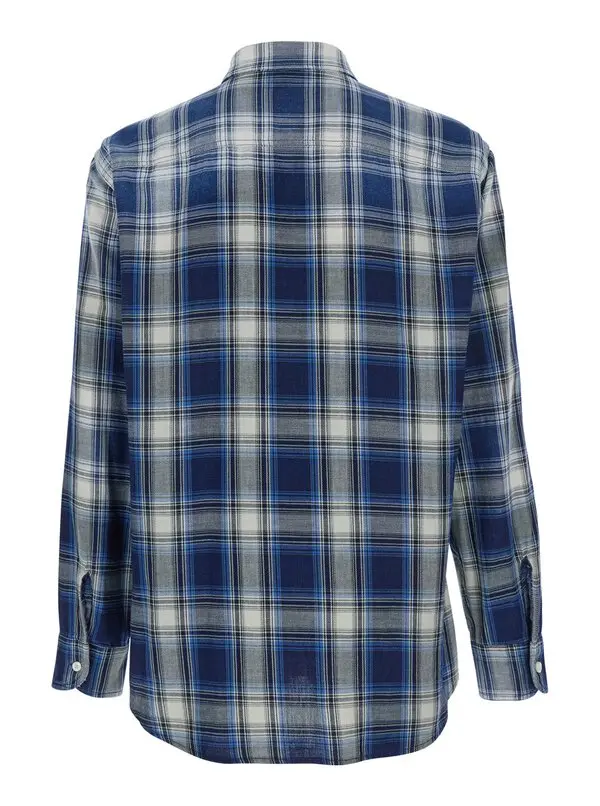 Dsquared2 Blue Shirt With Classic Collar And All-over Check Motif In Cotton - Multicolor