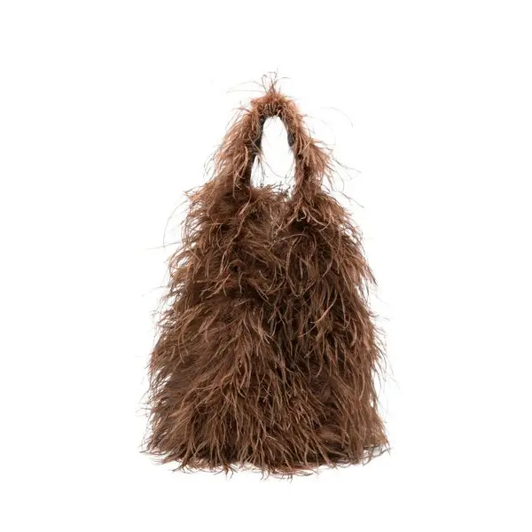 YVES SALOMON Ostrich Feather Top Handle Bag