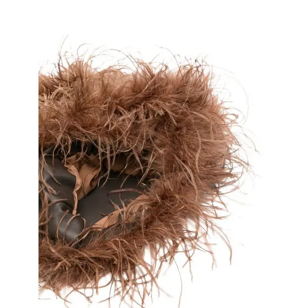 YVES SALOMON Ostrich Feather Top Handle Bag