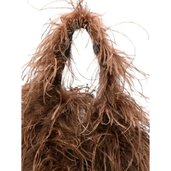 YVES SALOMON Ostrich Feather Top Handle Bag