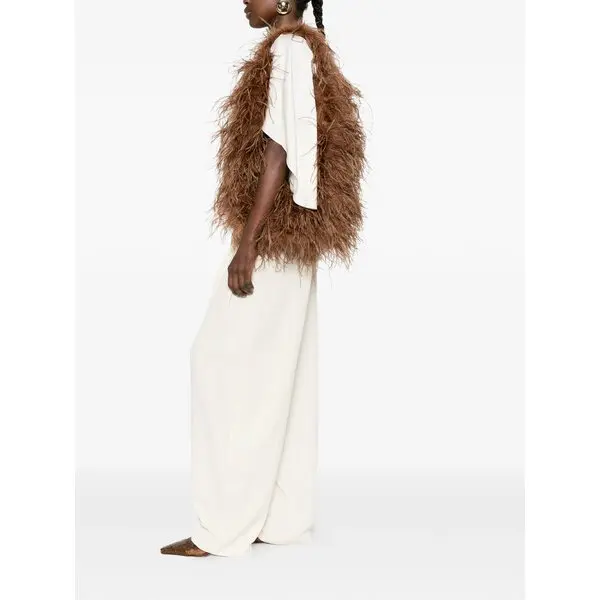 YVES SALOMON Ostrich Feather Top Handle Bag