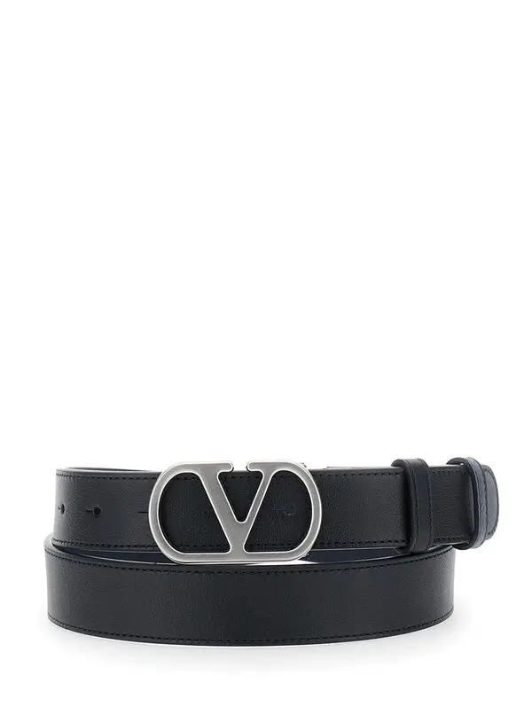 Valentino Garavani Vlogo Plaque Leather Belt - Multicolor