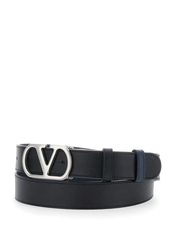 Valentino Garavani Vlogo Plaque Leather Belt - Multicolor