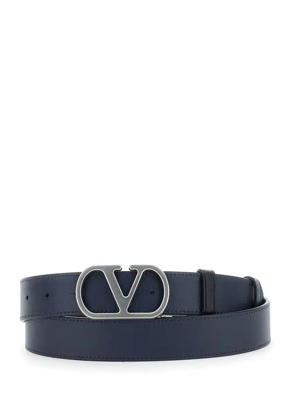 Valentino Garavani Vlogo Plaque Leather Belt - Multicolor