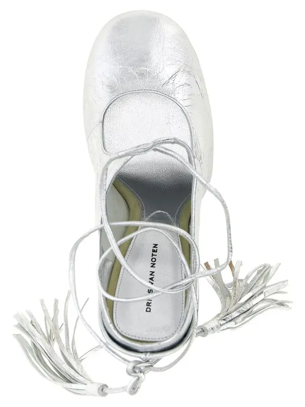 Dries Van Noten Laminated Leather Mules - Silver