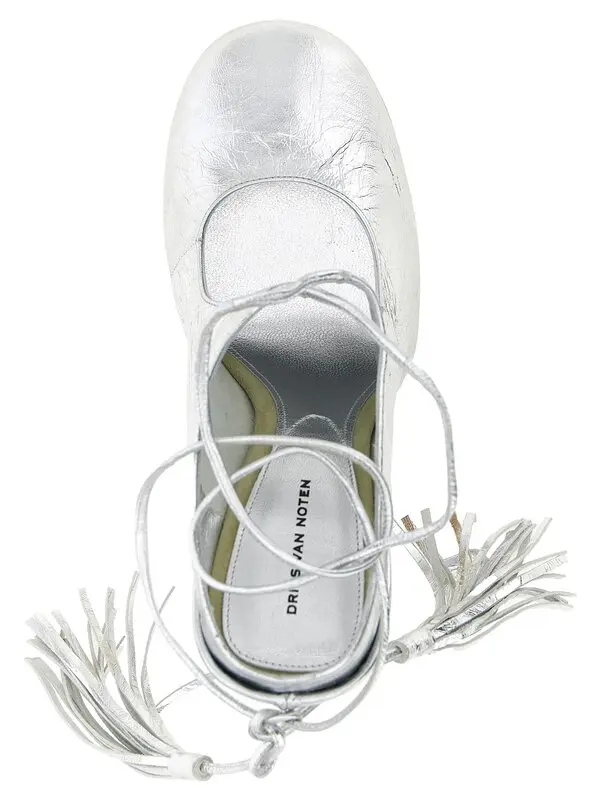 Dries Van Noten Laminated Leather Mules - Silver
