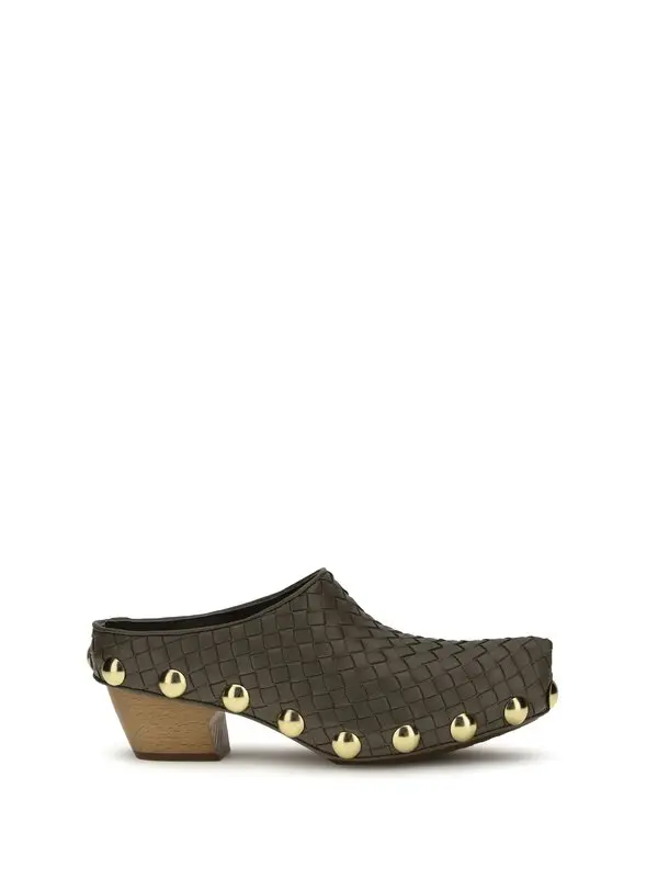 Bottega Veneta Gondola Mules With Stud Embellishments - Gray