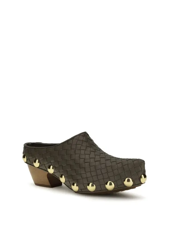 Bottega Veneta Gondola Mules With Stud Embellishments - Gray