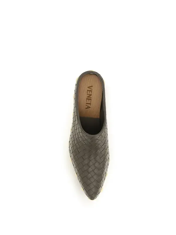 Bottega Veneta Gondola Mules With Stud Embellishments - Gray