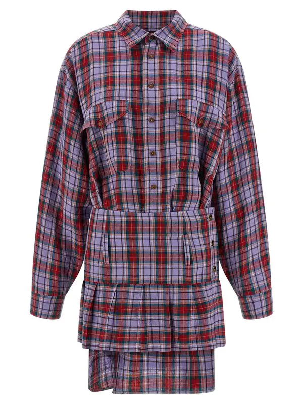 VIVIENNE WESTWOOD Marta Check Print Linen Dress - Multicolor