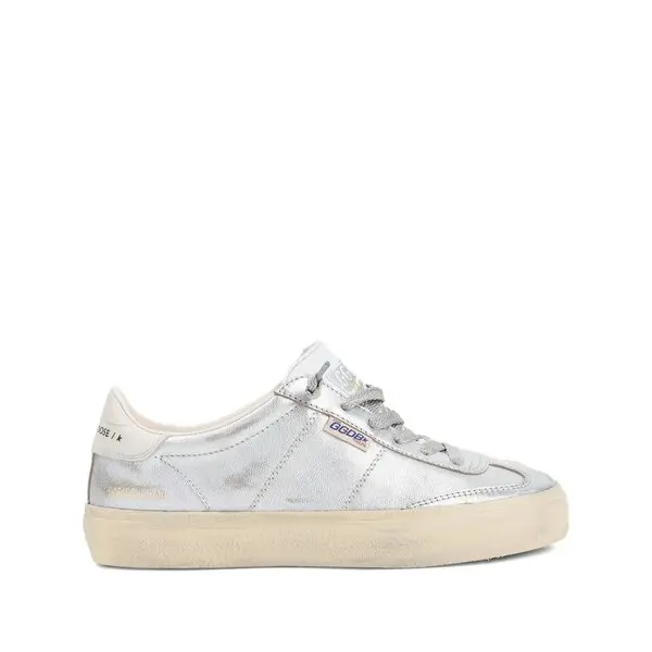GOLDEN GOOSE Tone Metallic Leather Lace-up Sneakers - Silver