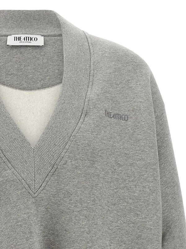 Attico Logo Embroidery V-neck Sweatshirt - Gray