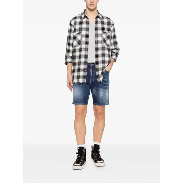 Dsquared2 Distressed Effect Denim Shorts - Blue