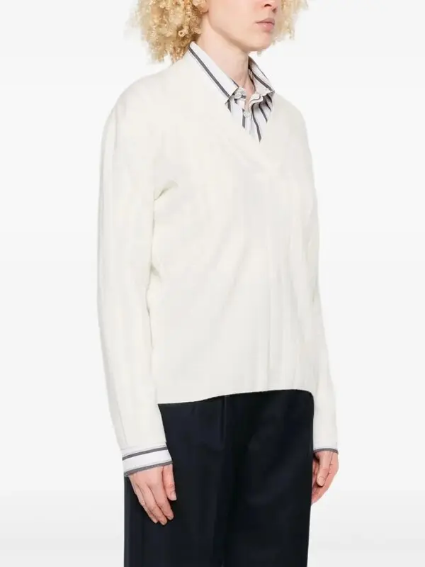Max Mara Cashmere Ribbed V-neck Sweater - Multicolor