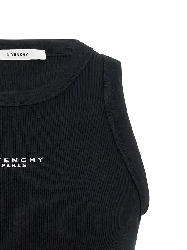 Givenchy Paris Ribbed Cropped Top - Black