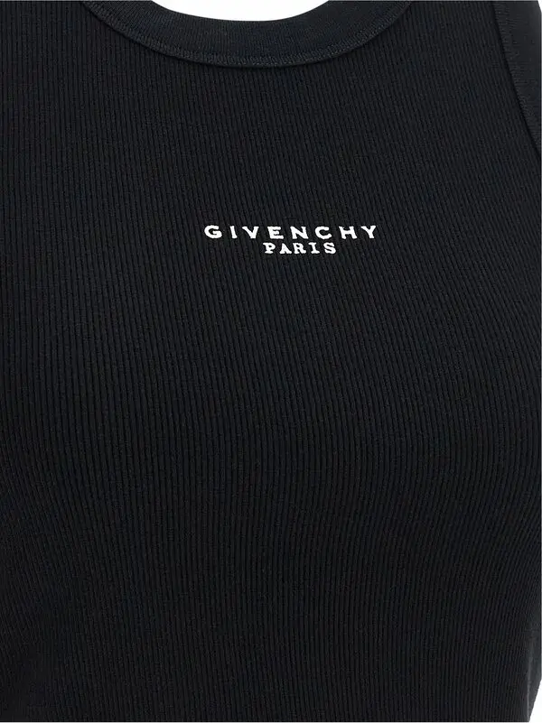 Givenchy Paris Ribbed Cropped Top - Black