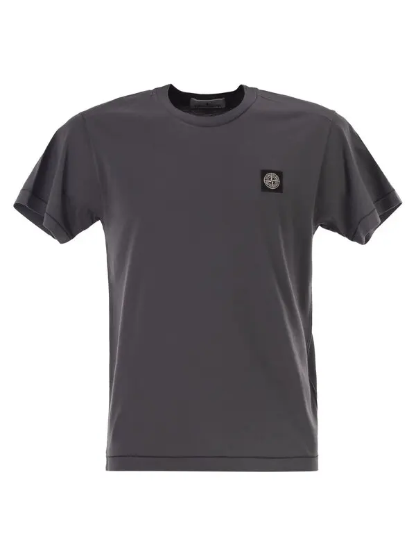 Stone Island Slim Fit T-shirt With Compass Patch - Gray
