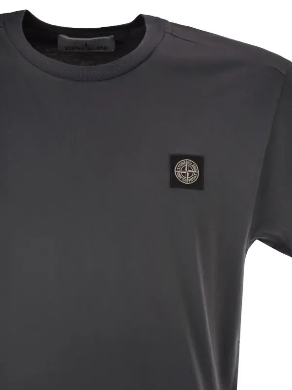 Stone Island Slim Fit T-shirt With Compass Patch - Gray
