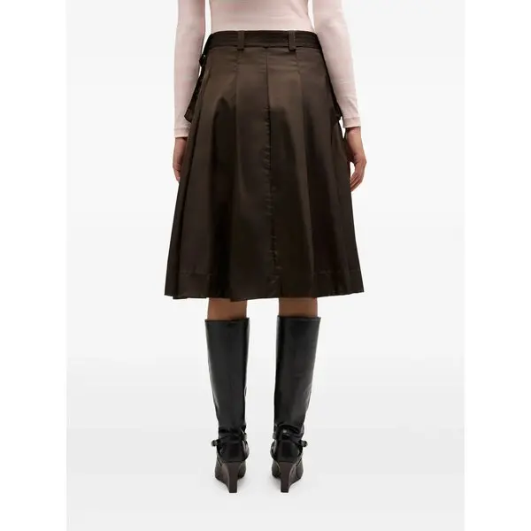 GANNI Pleated A-line Skirt With Belted Waistband