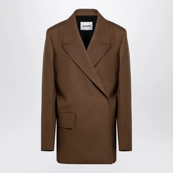 JIL SANDER Wool Double-breasted Jacket - Brown